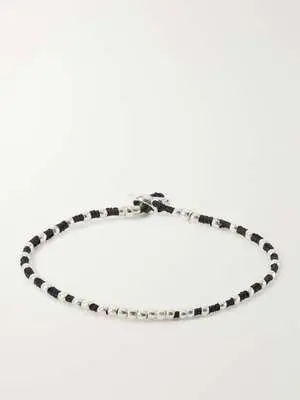 MIKIA Braided Cord And Sterling Silver Beaded Bracelet - Black