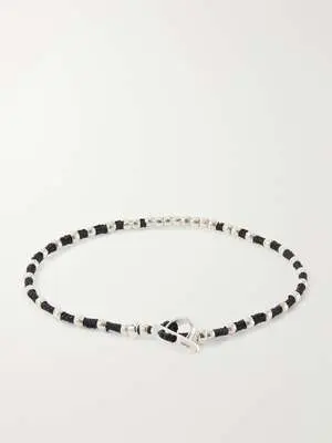 MIKIA Braided Cord And Sterling Silver Beaded Bracelet