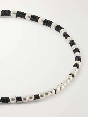 MIKIA Braided Cord And Sterling Silver Beaded Bracelet