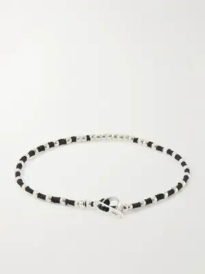 MIKIA Braided Sterling Silver Beaded Bracelet