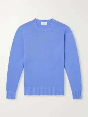 Officine Générale Mycrew Merino Wool And Cashmere-blend Sweater - Blue