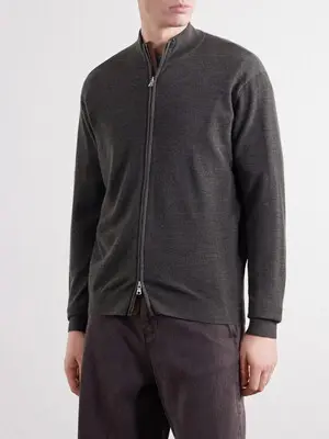 Peter Millar Excursionist Merino Wool-blend Zip-up Cardigan - Green