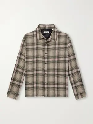 FRAME Checked Wool-blend Flannel Overshirt - Brown