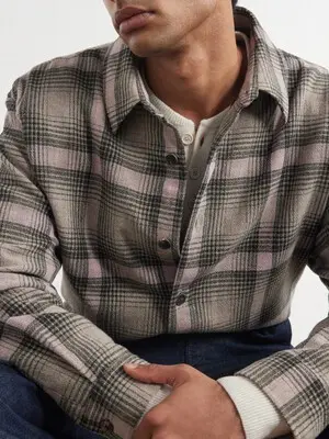 FRAME Checked Wool-blend Flannel Overshirt - Brown