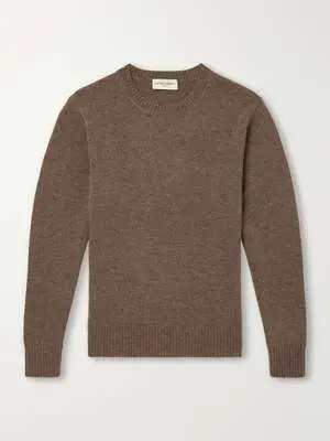 Officine Générale Mycrew Merino Wool And Cashmere-blend Sweater - Brown