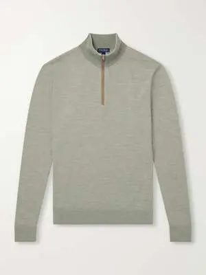Peter Millar Excursionist Merino Wool-blend Jersey Half-zip Sweater - Green