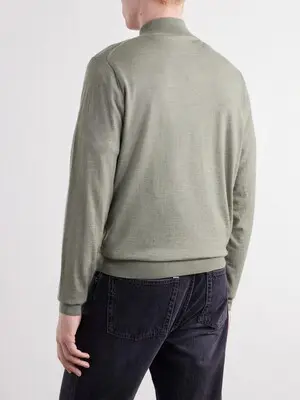 Peter Millar Excursionist Merino Wool-blend Jersey Half-zip Sweater - Green