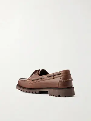 SEBAGO Waxed Leather Boat Shoes - Brown