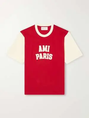 AMI Paris Logo-appliquéd Cotton-jersey T-shirt - Red