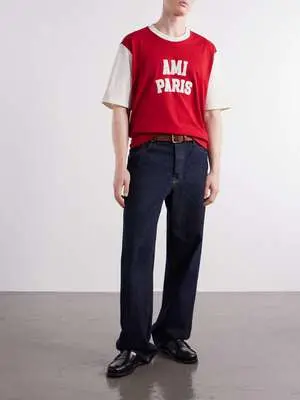 AMI Paris Logo-appliquéd Cotton-jersey T-shirt