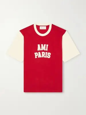 AMI Paris Logo-appliquéd Cotton-jersey T-shirt - Red