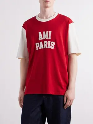 AMI Paris Logo-appliquéd Cotton-jersey T-shirt - Red