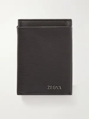 Zegna Logo-embellished Full-grain Leather Wallet - Brown