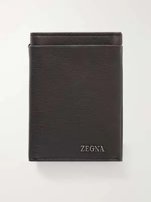 Zegna Logo-embellished Full-grain Leather Wallet - Dark Brown