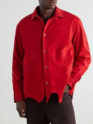 ADON Distressed Suede Overshirt