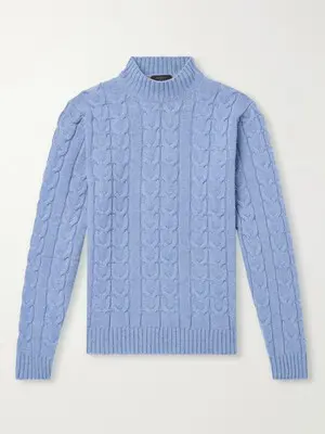 SLOWEAR Zanone Slim-fit Cable-knit Virgin Wool Sweater - Blue