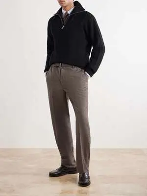 Officine Générale Tarek Ribbed Merino Wool Half-zip Sweater