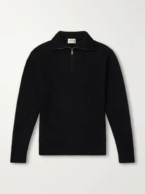 Officine Générale Tarek Half-zip Sweater - Black
