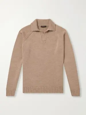 SLOWEAR Zanone Slim-fit Virgin Wool Polo Sweater - Neutrals