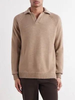 SLOWEAR Zanone Slim-fit Virgin Wool Polo Sweater - Neutrals