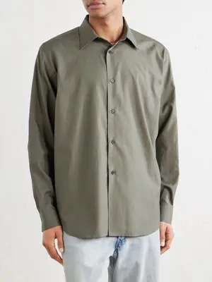 Auralee Finx Cotton-poplin Shirt - Green