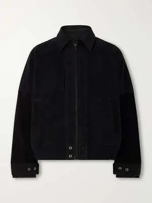 ADON Suede-trimmed Cotton-moleskin Bomber Jacket - Black