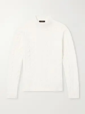 SLOWEAR Zanone Slim-fit Cable-knit Virgin Wool Sweater - White