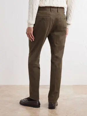 SLOWEAR Incotex Tapered Pleated Stretch-cotton Twill Trousers