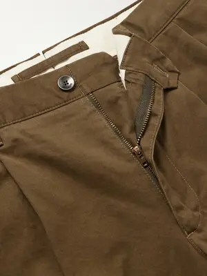 SLOWEAR Incotex Tapered Pleated Stretch-cotton Twill Trousers