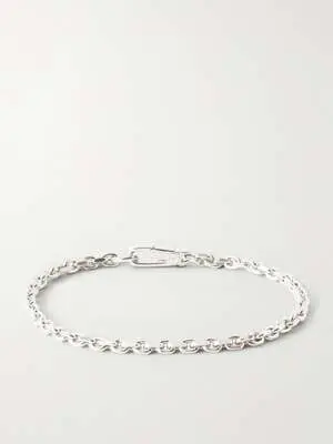 MIKIA Sterling And Emerald Chain Bracelet - Silver