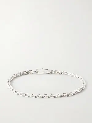 MIKIA Sterling And Emerald Chain Bracelet - Silver