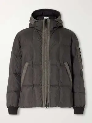 Stone Island Logo-appliquéd Padded Quilted Garment-dyed Shell Down Jacket
