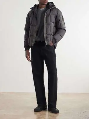 Stone Island Logo-appliquéd Padded Quilted Garment-dyed Shell Down Jacket