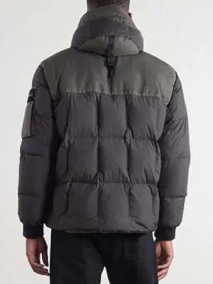 Stone Island Logo-appliquéd Padded Quilted Garment-dyed Shell Down Jacket