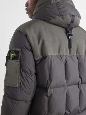 Stone Island Logo-appliquéd Padded Quilted Garment-dyed Shell Down Jacket