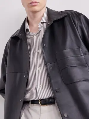 Eleventy Striped Lyocell And Cotton-blend Shirt