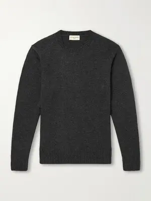 Officine Générale Merino Wool And Cashmere-blend Crew Neck Sweater - Gray