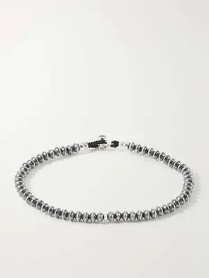 MIKIA Sterling Silver Diamond And Desert Pearl Beaded Bracelet - Black