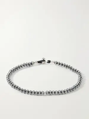 MIKIA Sterling Silver Diamond And Desert Pearl Beaded Bracelet - Black