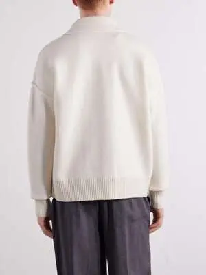 AMI Paris Logo-intarsia Wool Polo Sweater