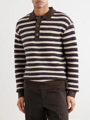 Officine Générale Patchi Striped Wool-blend Polo Shirt