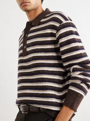 Officine Générale Patchi Striped Wool-blend Polo Shirt