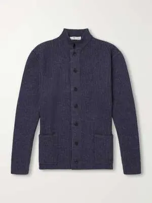 Inis Meáin Boatbuilder Wool And Linen-blend Cardigan - Blue