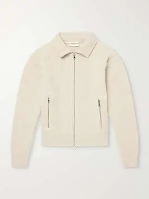 Officine Générale Florys Ribbed Wool-blend Zip-up Cardigan - Beige