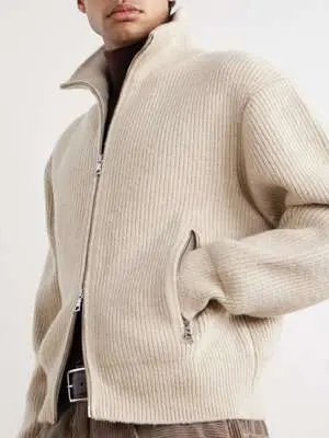 Officine Générale Florys Ribbed Wool-blend Zip-up Cardigan