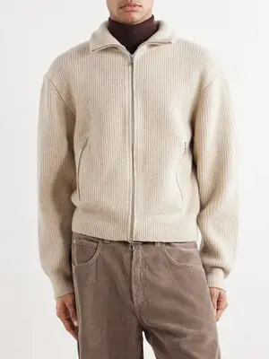 Officine Générale Florys Ribbed Wool-blend Zip-up Cardigan
