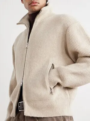 Officine Générale Florys Ribbed Wool-blend Zip-up Cardigan