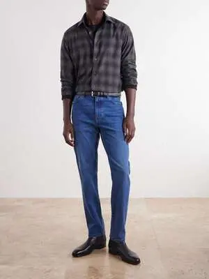Zegna Checked Cotton And Cashmere-blend Shirt