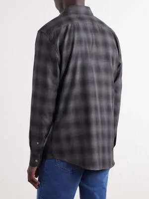 Zegna Checked Cotton And Cashmere-blend Shirt