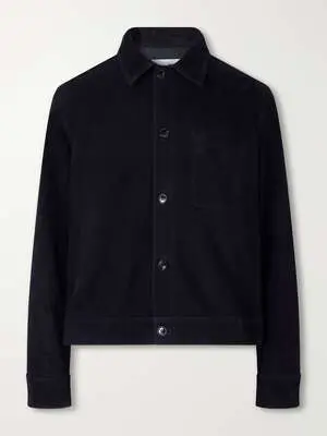 AMI Paris Logo-embossed Suede Jacket - Black
